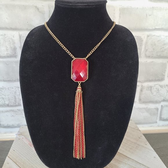 No brand / Not sure | Jewelry | Ny Large Red Rhinestone Tassel Pendant ...
